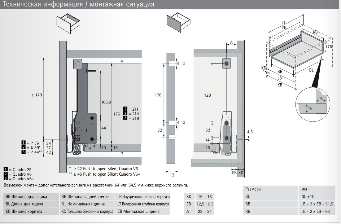 Купить Выдвижной ящик InnoTech Atira с релингом 176*420мм Push-to-Open ...